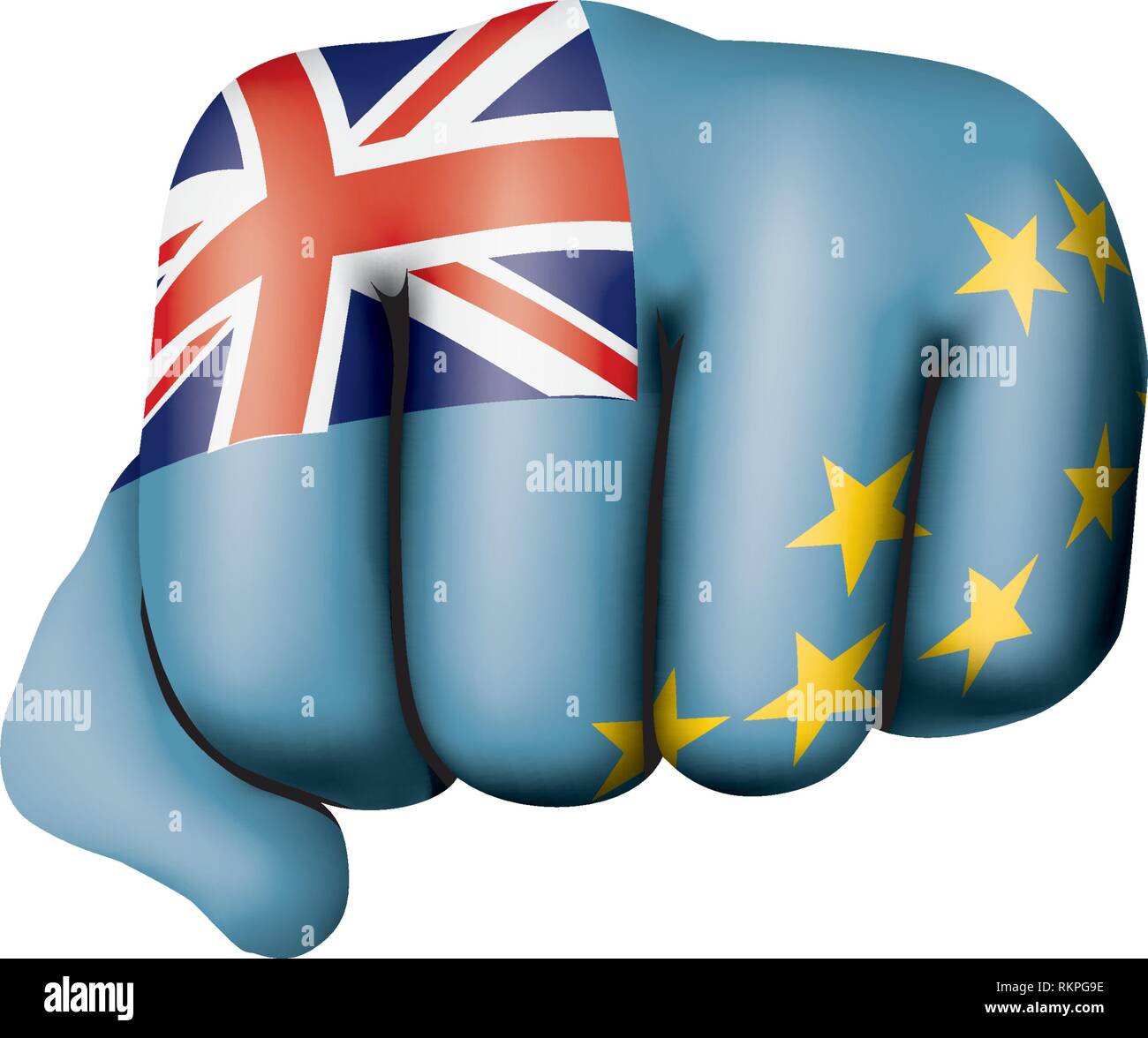Tuvalu flag and hand on white background. Vector illustration Stock ...