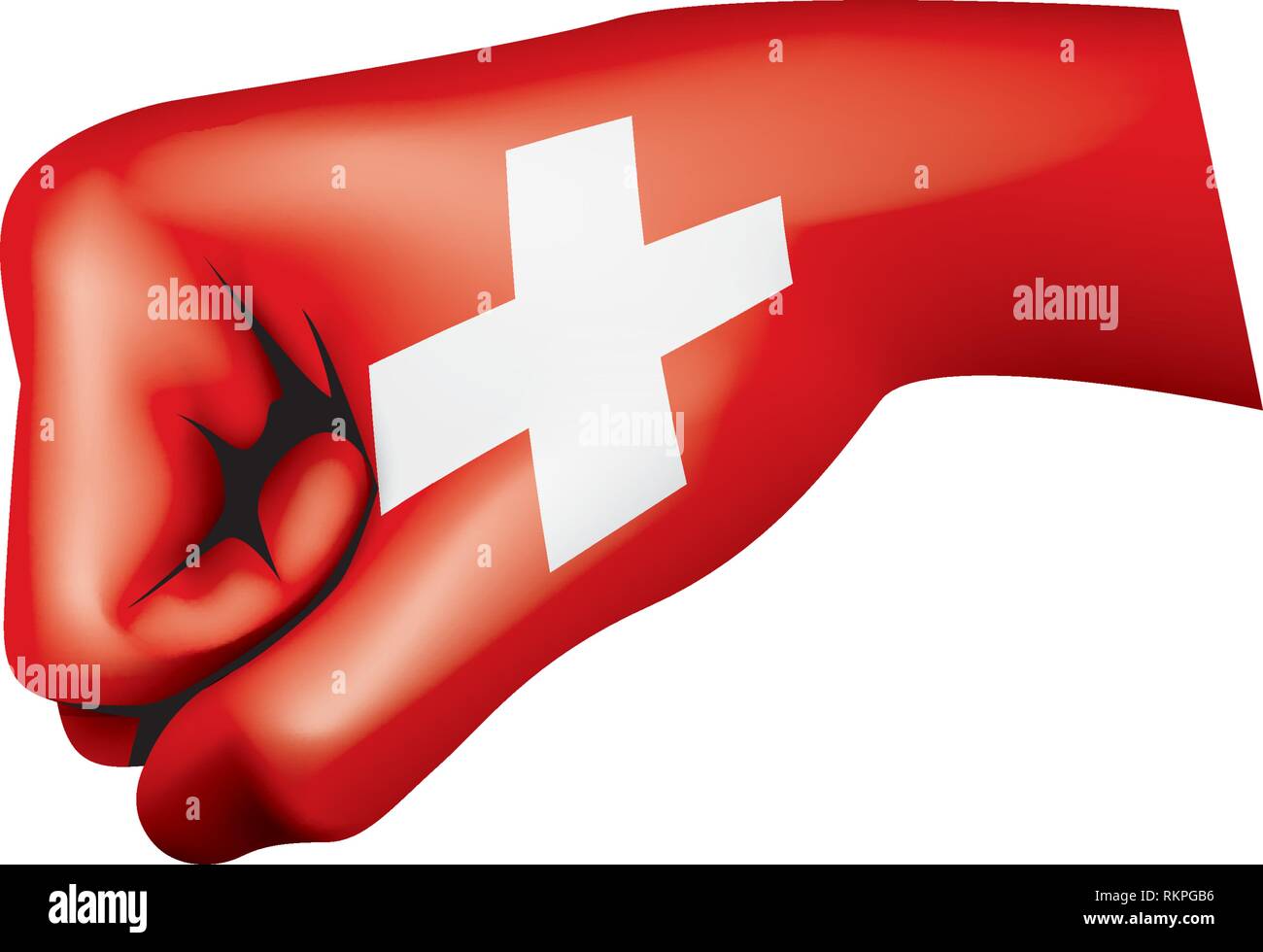 Switzerland flag and hand on white background. Vector illustration ...