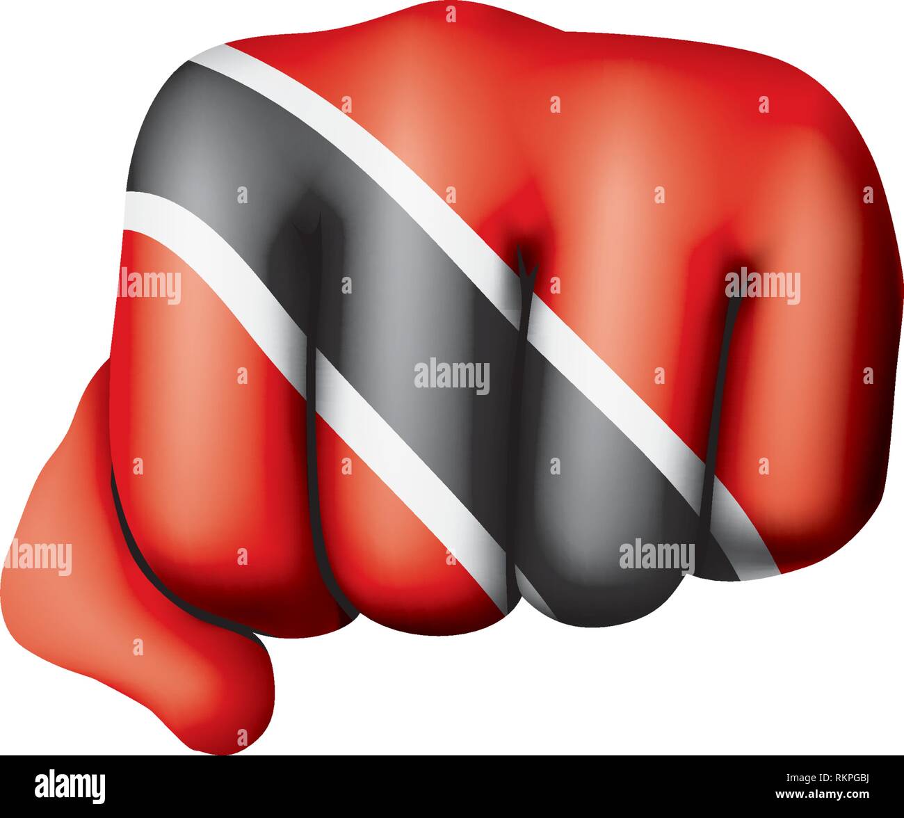 Trinidad And Tobago Flag And Hand On White Background Vector