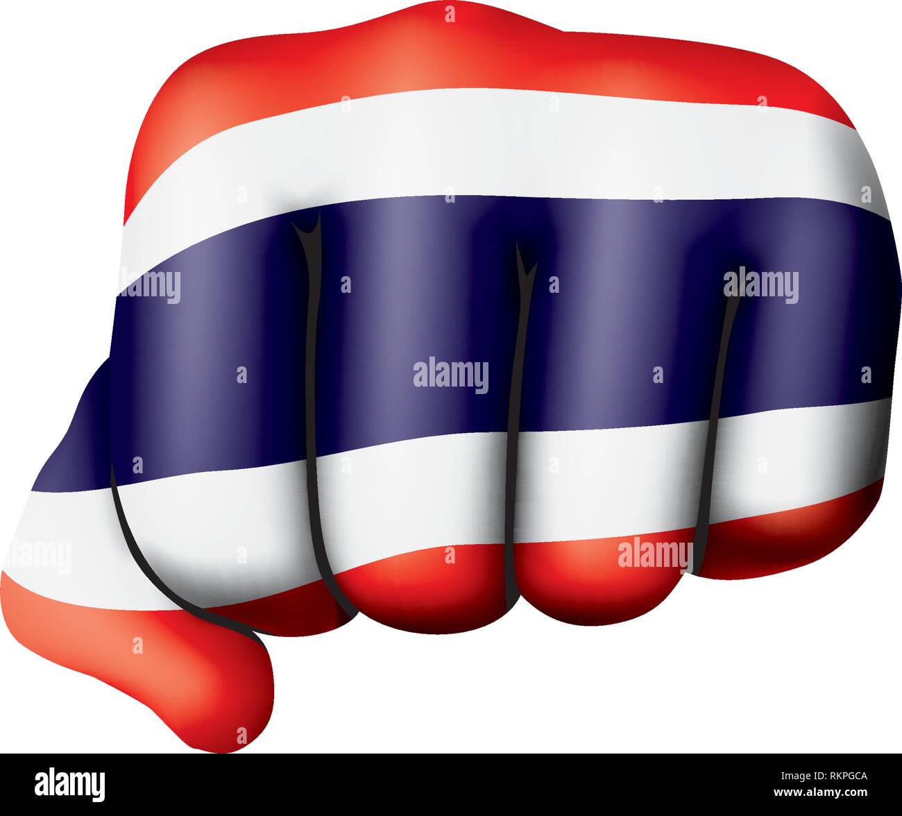 Thailand flag and hand on white background. Vector illustration Stock ...