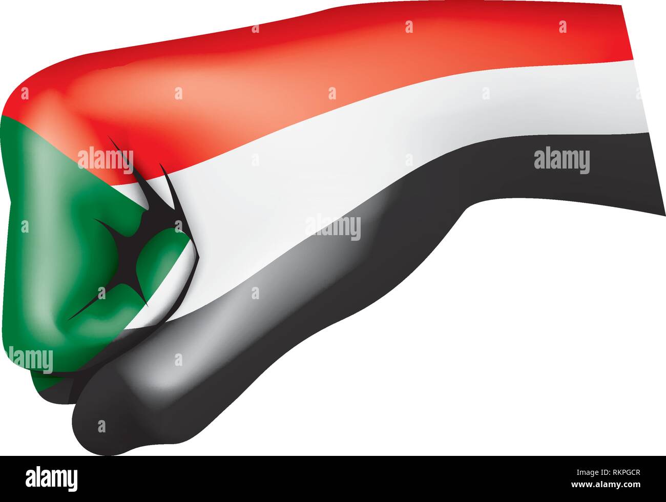 Sudan flag and hand on white background. Vector illustration Stock ...