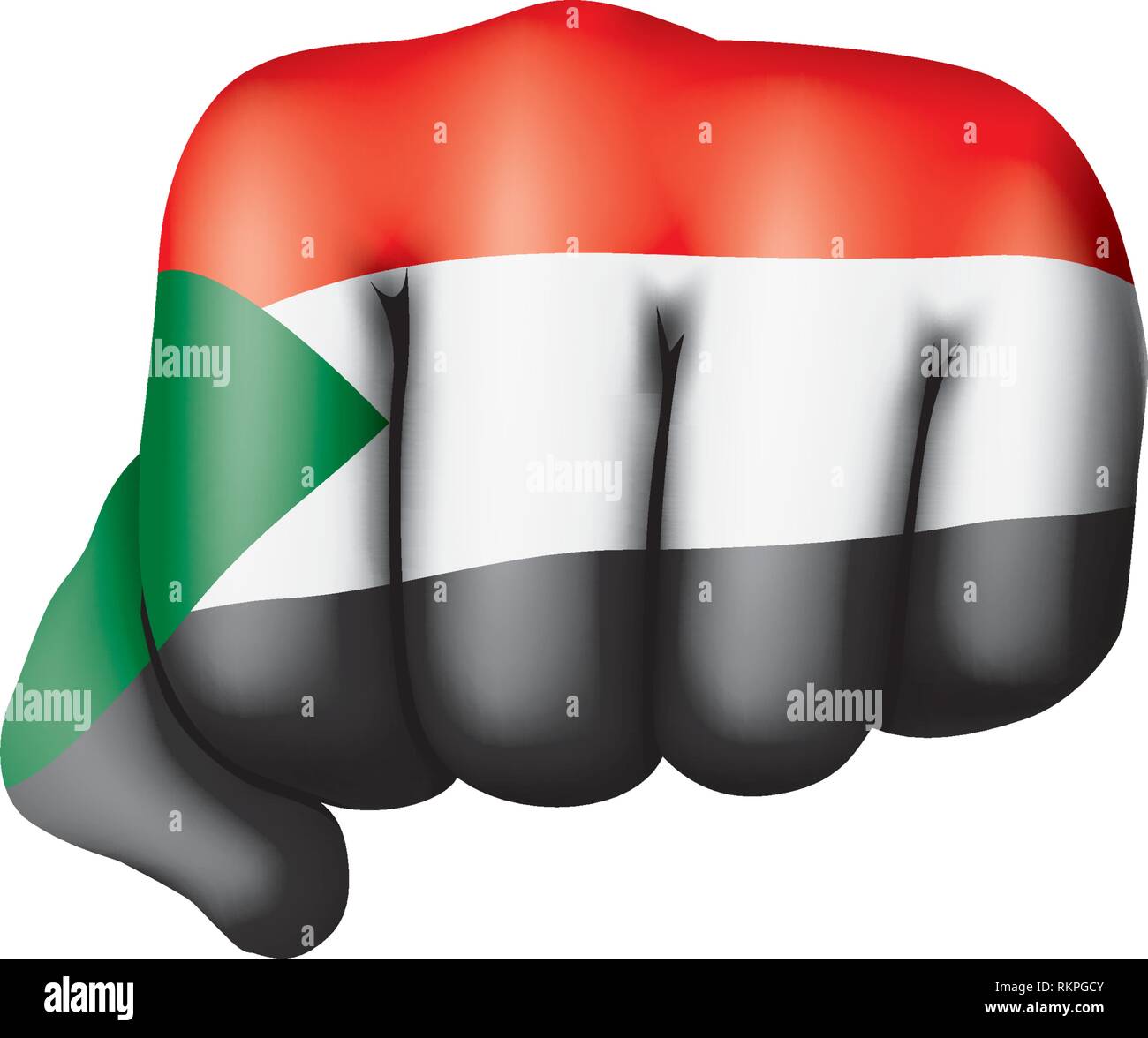 Sudan flag and hand on white background. Vector illustration Stock ...