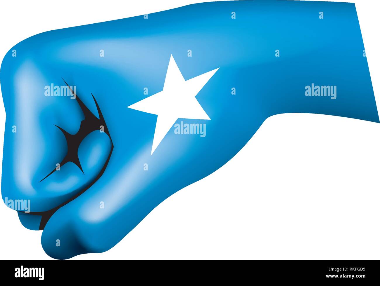 Somalia flag and hand on white background. Vector illustration Stock ...