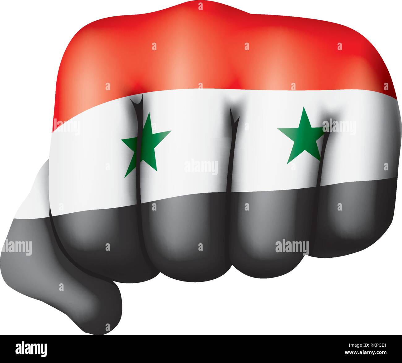 Syria flag and hand on white background. Vector illustration Stock ...