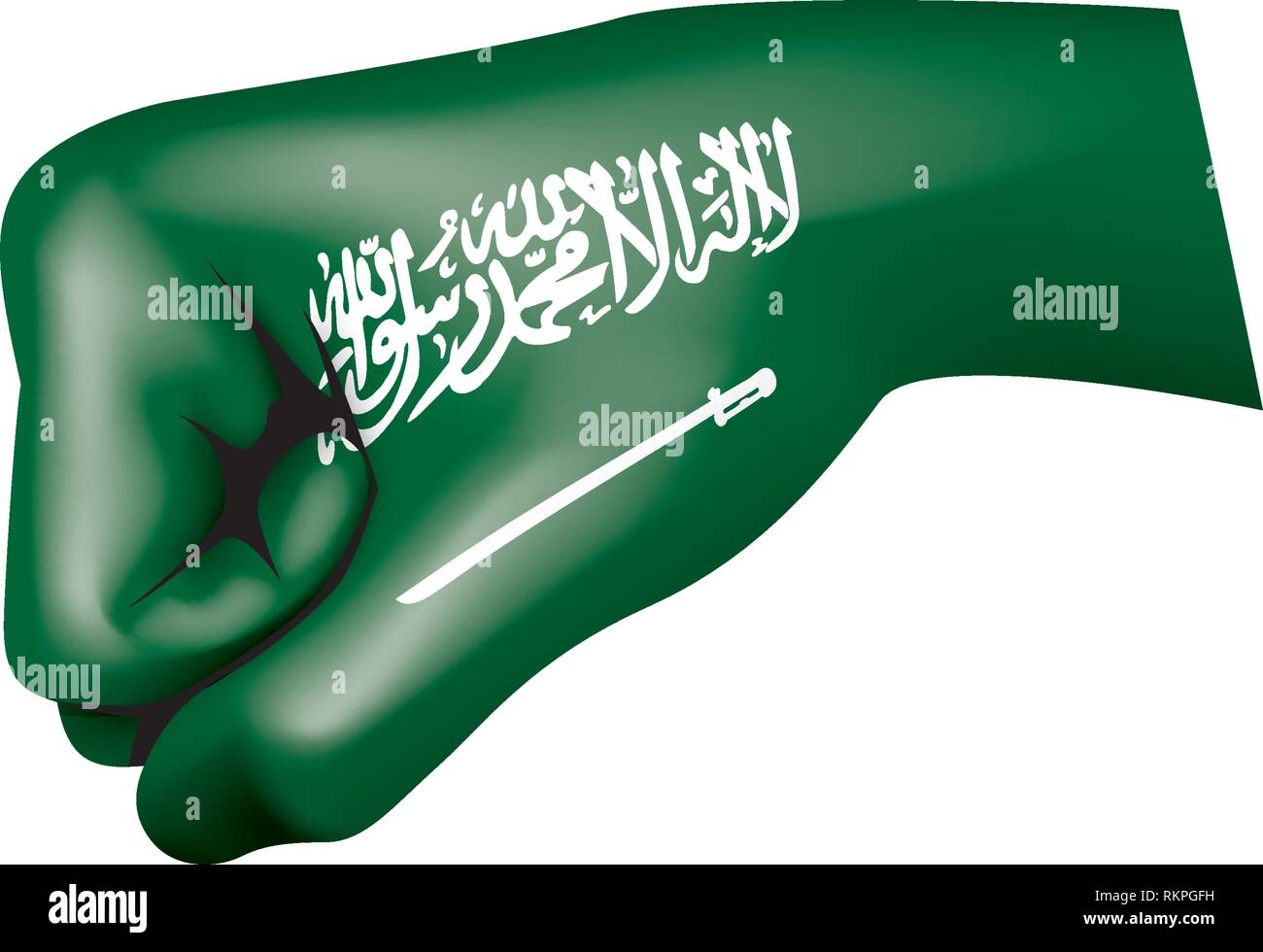 Saudi Arabia flag and hand on white background. Vector illustration ...