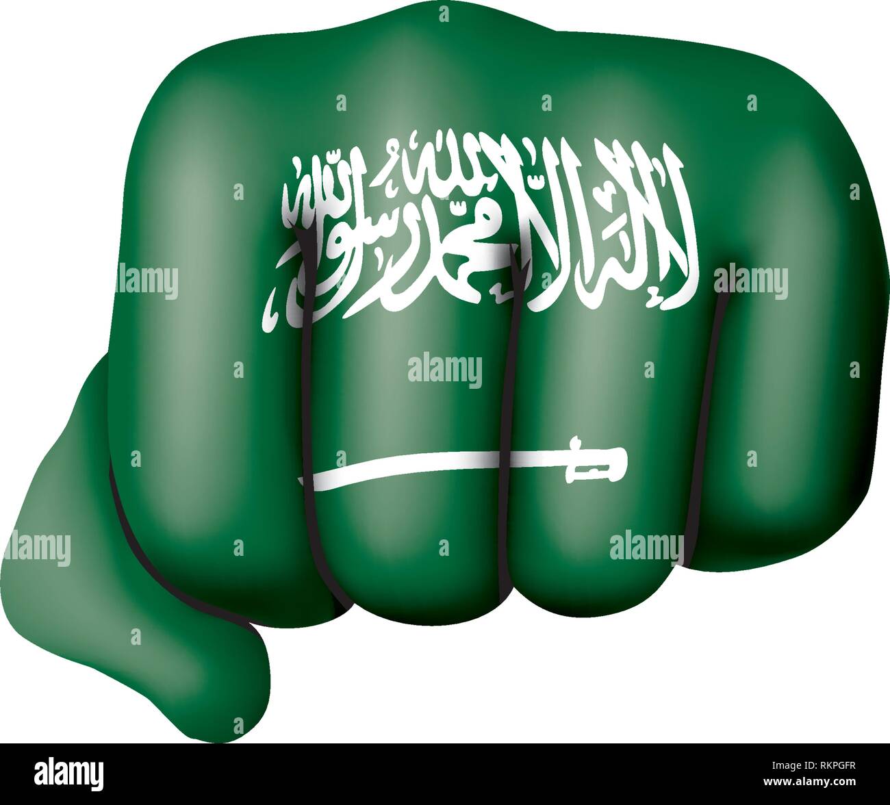 Saudi Arabia flag and hand on white background. Vector illustration ...