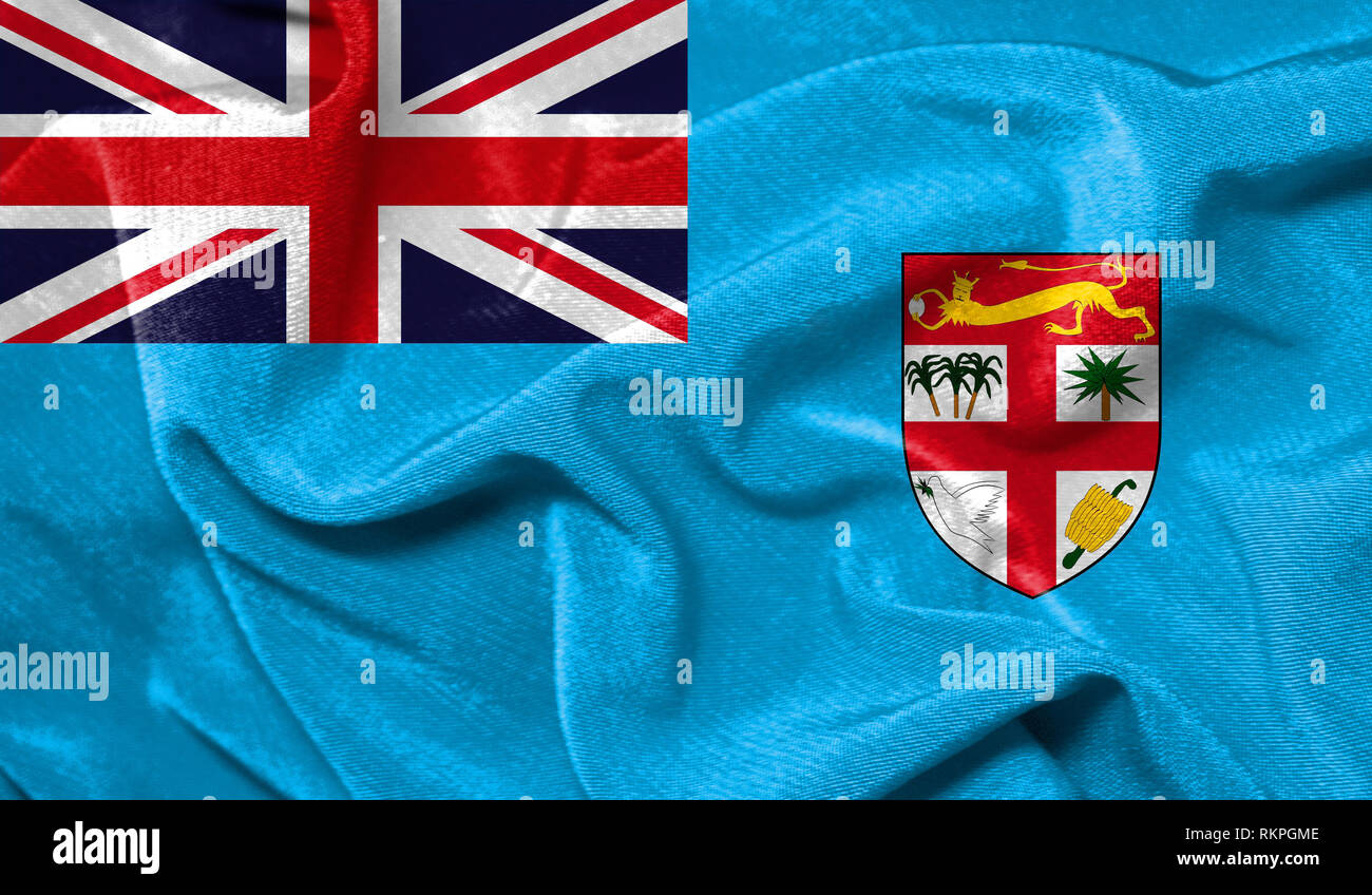 Realistic flag of Fiji on the wavy surface of fabric Stock Photo - Alamy