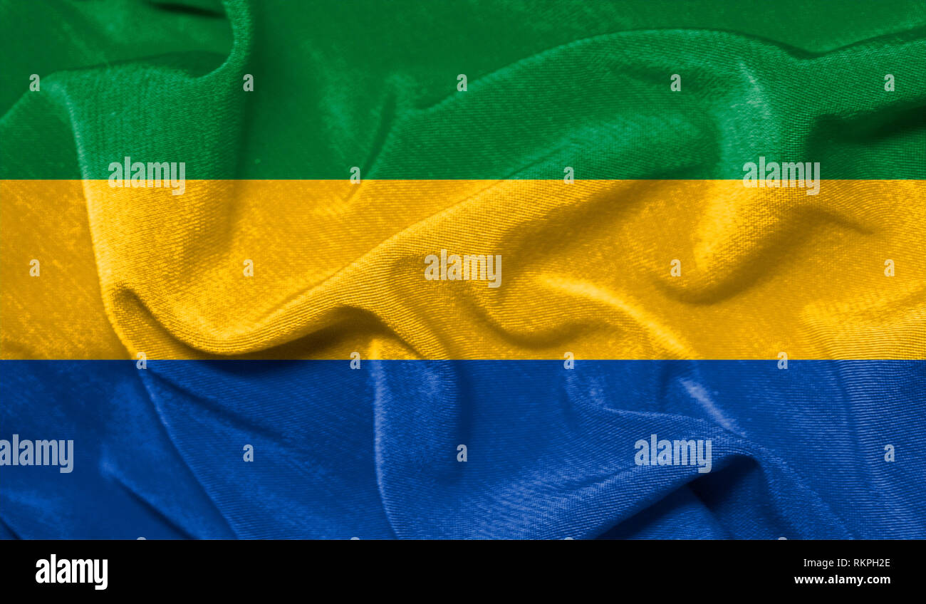 Realistic flag of Gabon on the wavy surface of fabric Stock Photo - Alamy