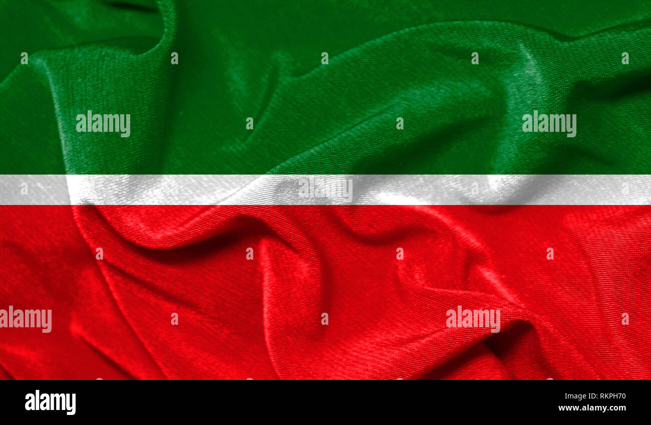 Realistic flag of Tatarstan on the wavy surface of fabric Stock Photo ...