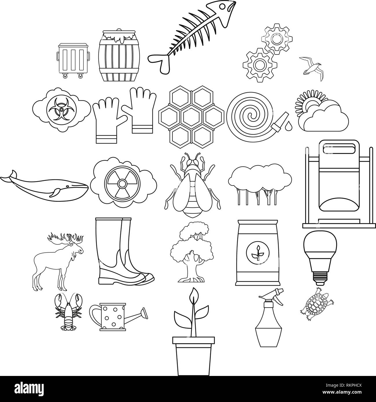 Natural destruction icons set, outline style Stock Vector Image & Art ...