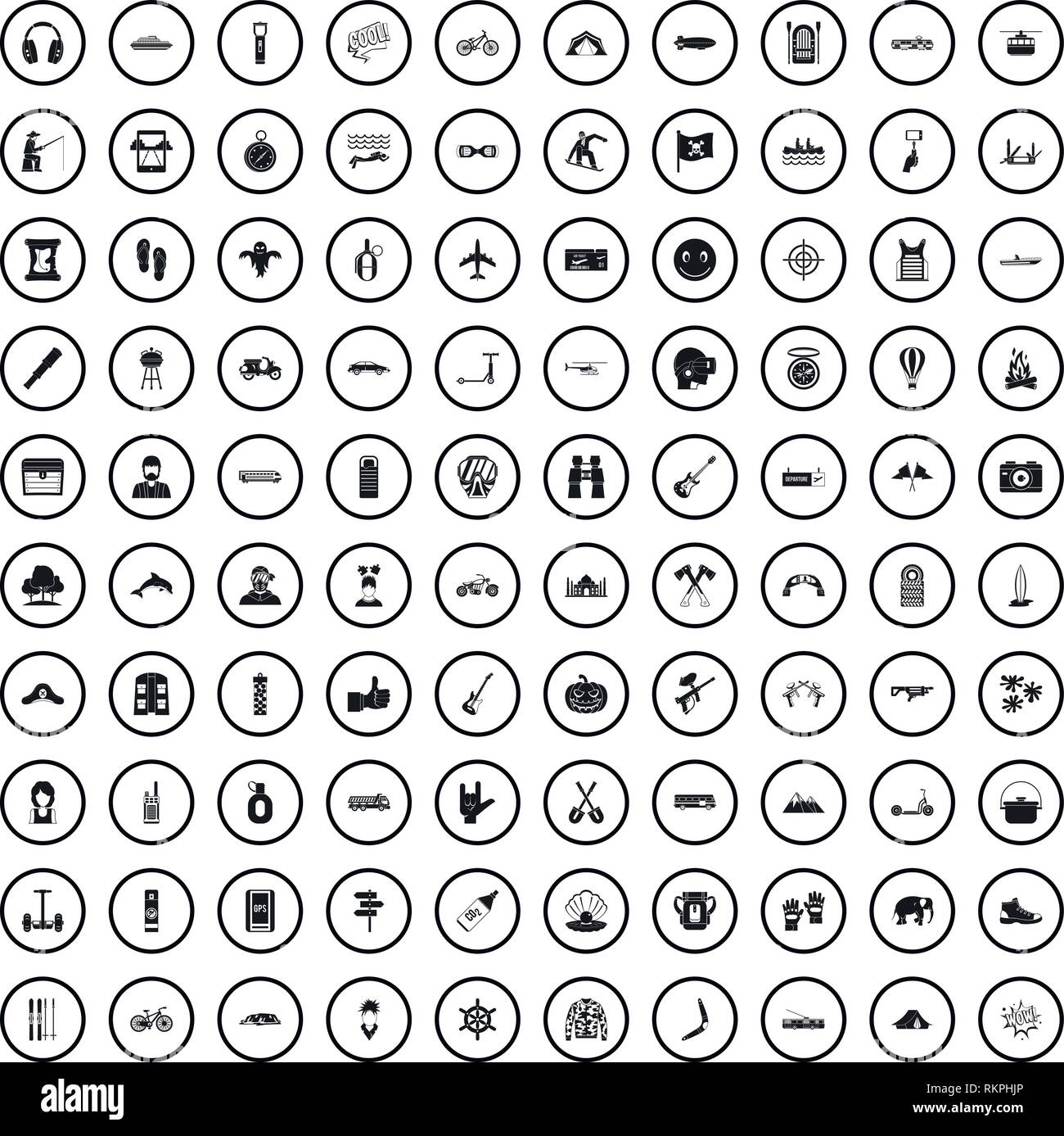 100 adventure icons set, simple style Stock Vector Image & Art - Alamy