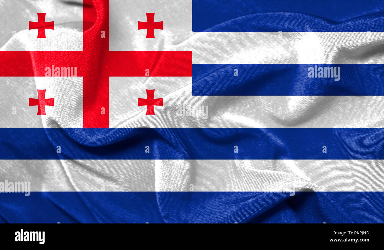 Realistic flag of Adjara on the wavy surface of fabric Stock Photo - Alamy