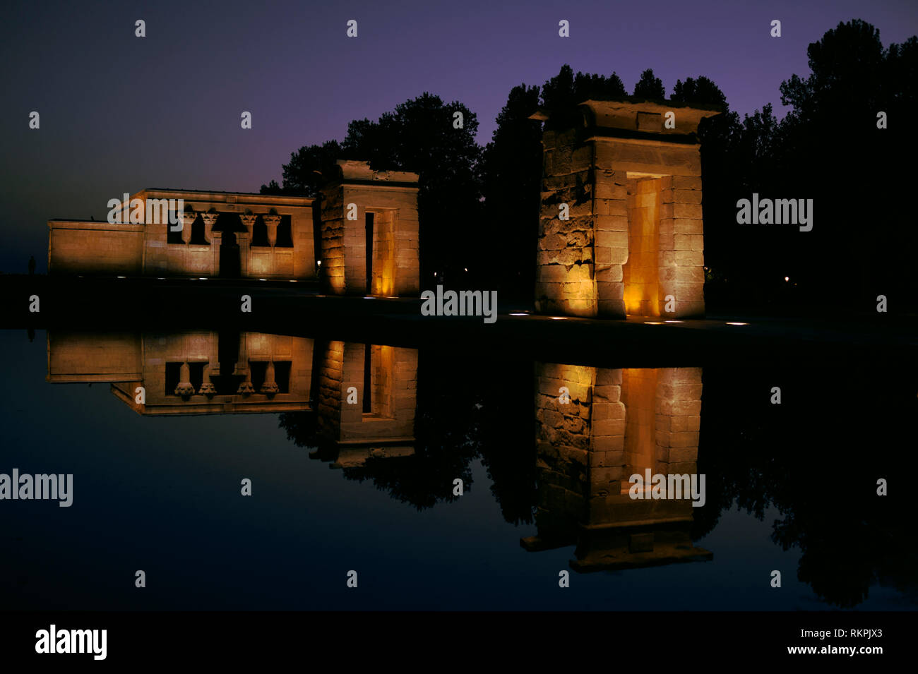 The Temple of Debod, Ancient Egyptian Temple at Night in Madrid, Spain ...