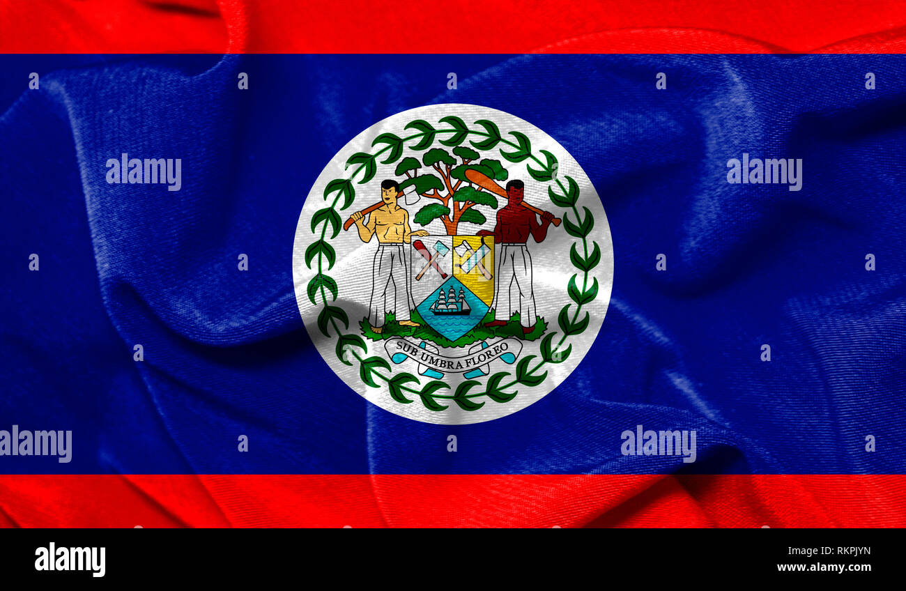Realistic flag of Belize on the wavy surface of fabric Stock Photo - Alamy