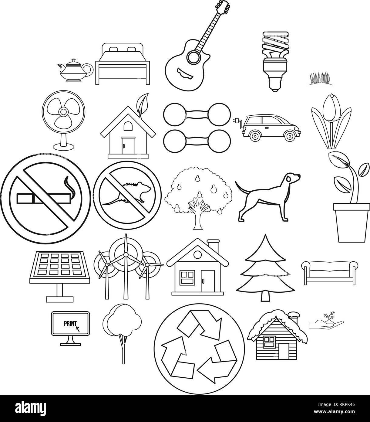 Environmental standard icons set, outline style Stock Vector Image ...