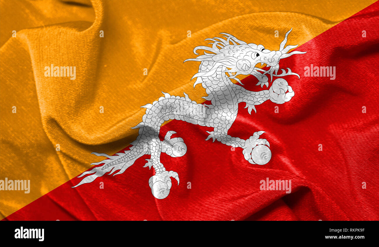 Realistic flag of Butane on the wavy surface of fabric Stock Photo - Alamy