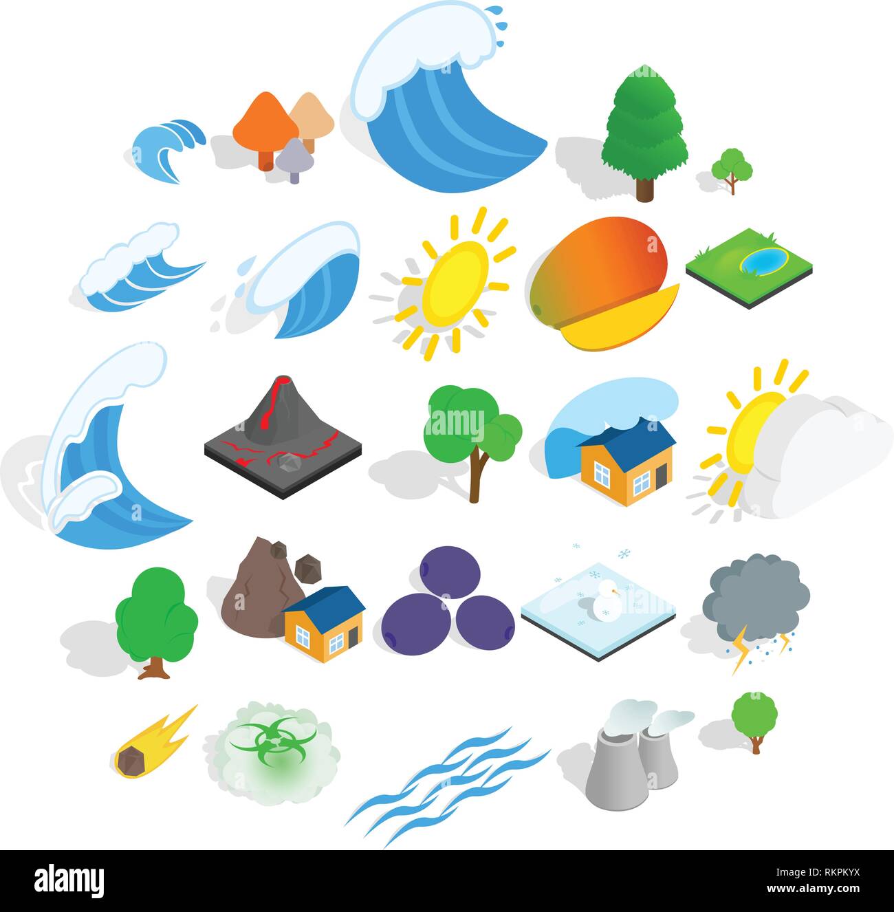 Unity with nature icons set, isometric style Stock Vector Image & Art ...