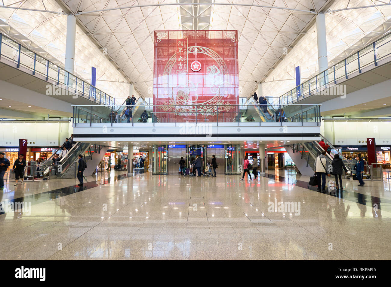 HONG KONG - 29 JANUARY, 2016: inside of Hong Kong International Airport ...