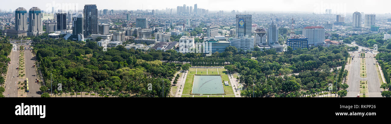 Panoramic view of Jakarta from the observatory bay on the National ...
