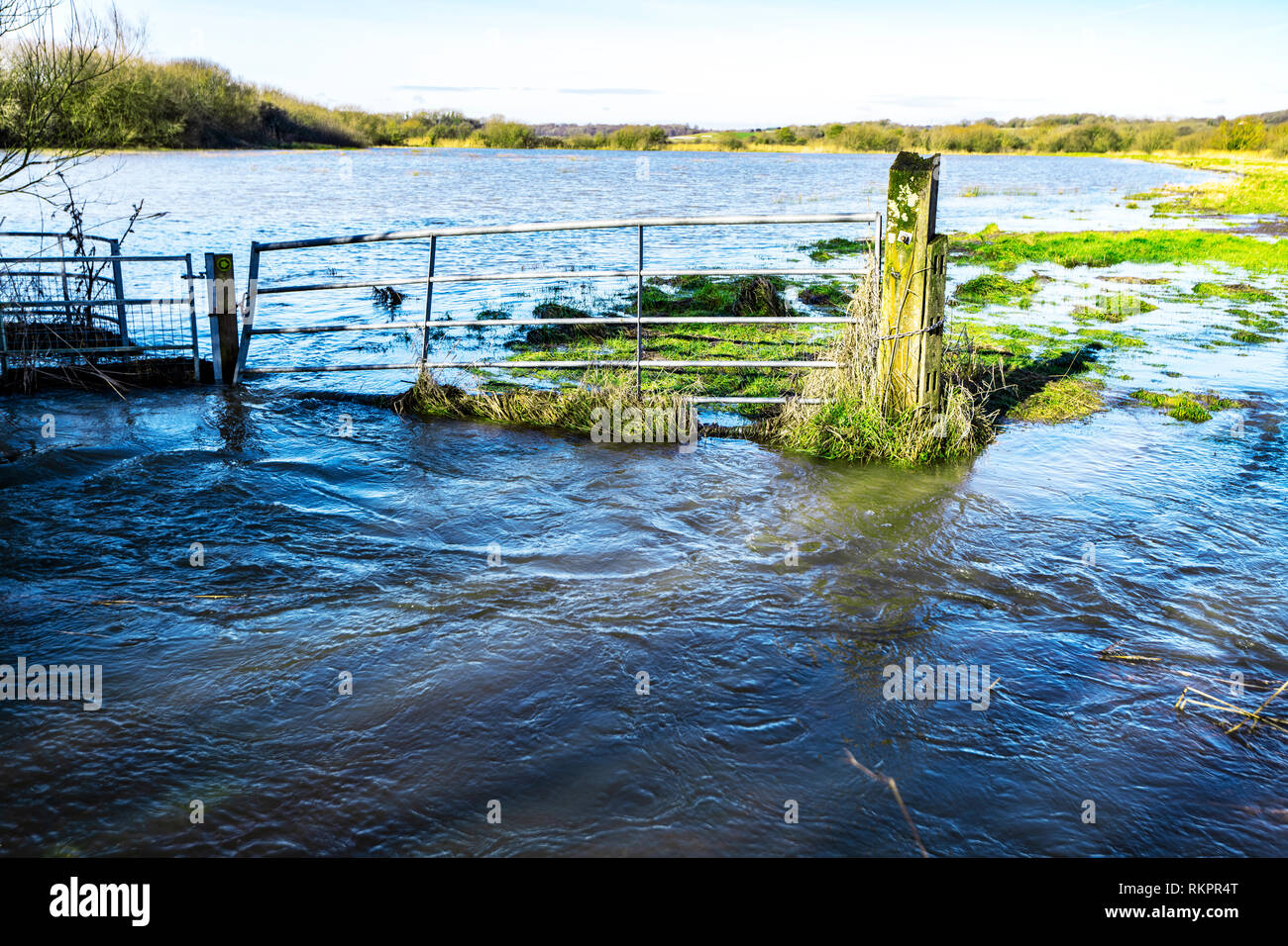 Flooded Gateway - Combe Valley, Bexhill, East Sussex, England Stock ...