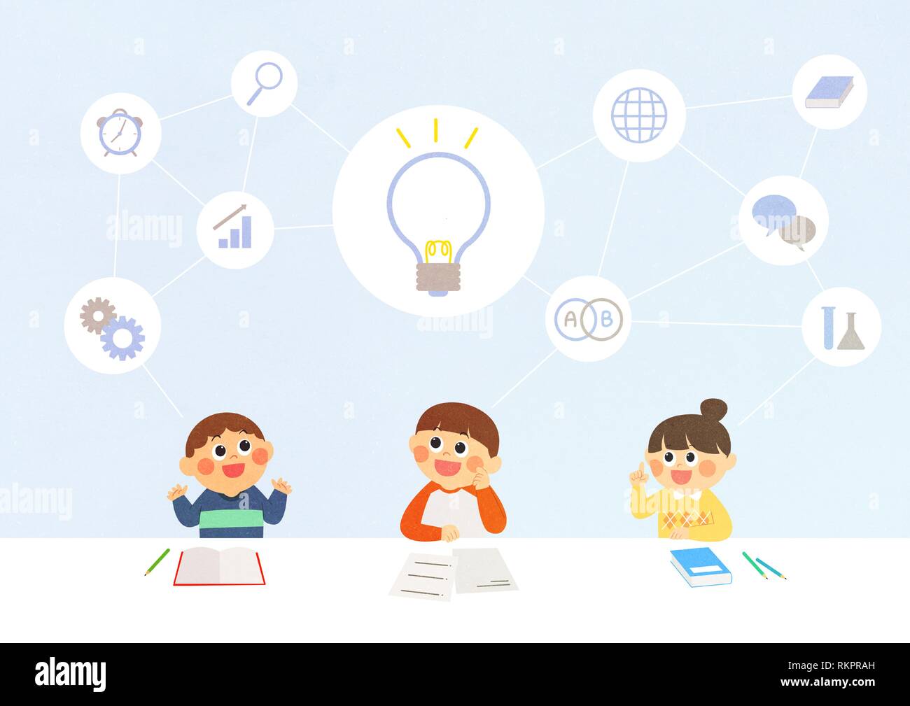 Vector illustration of future children's education with robot, VR and ...