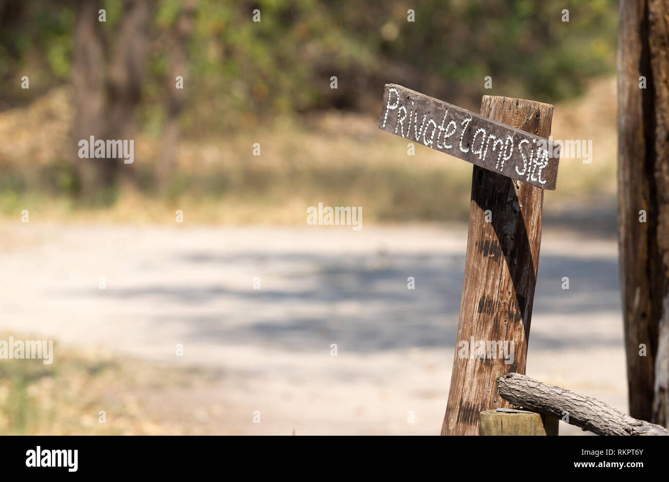 Private camp site sign, campsite in Botswana Stock Photo - Alamy