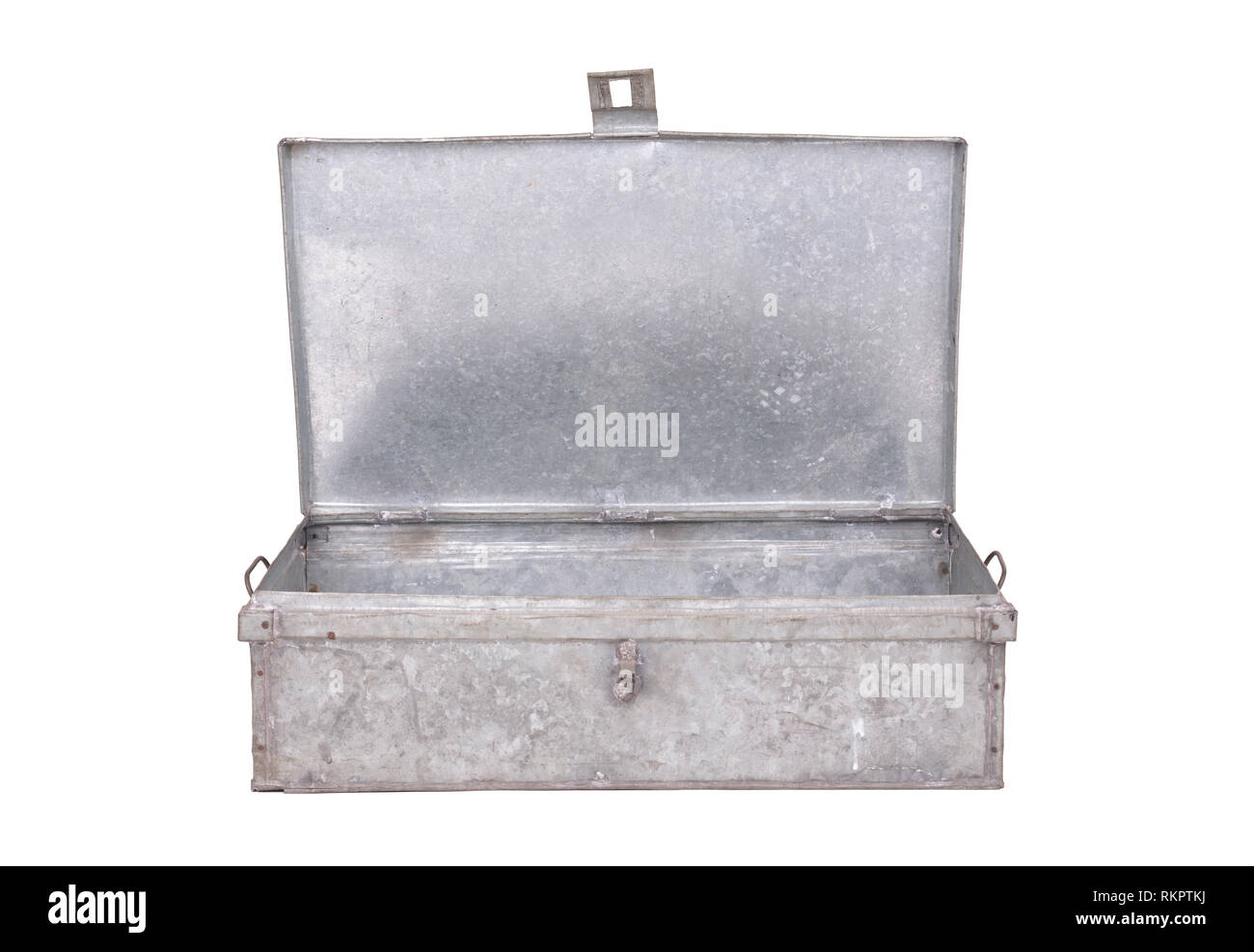Old metal box isolated on white background - Used for shipping goods ...