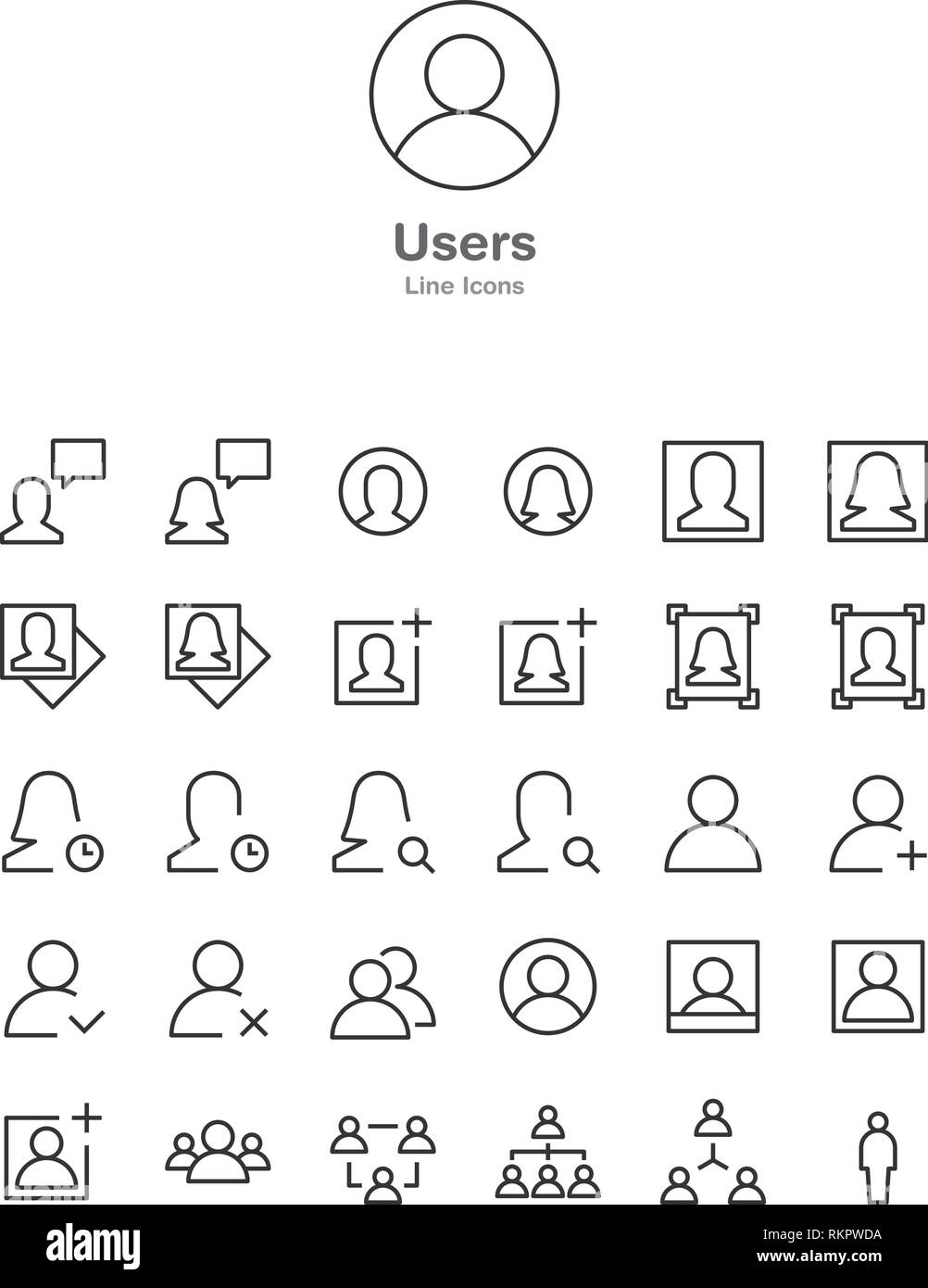 Modern web and mobile application pictograms collection. Line art ...