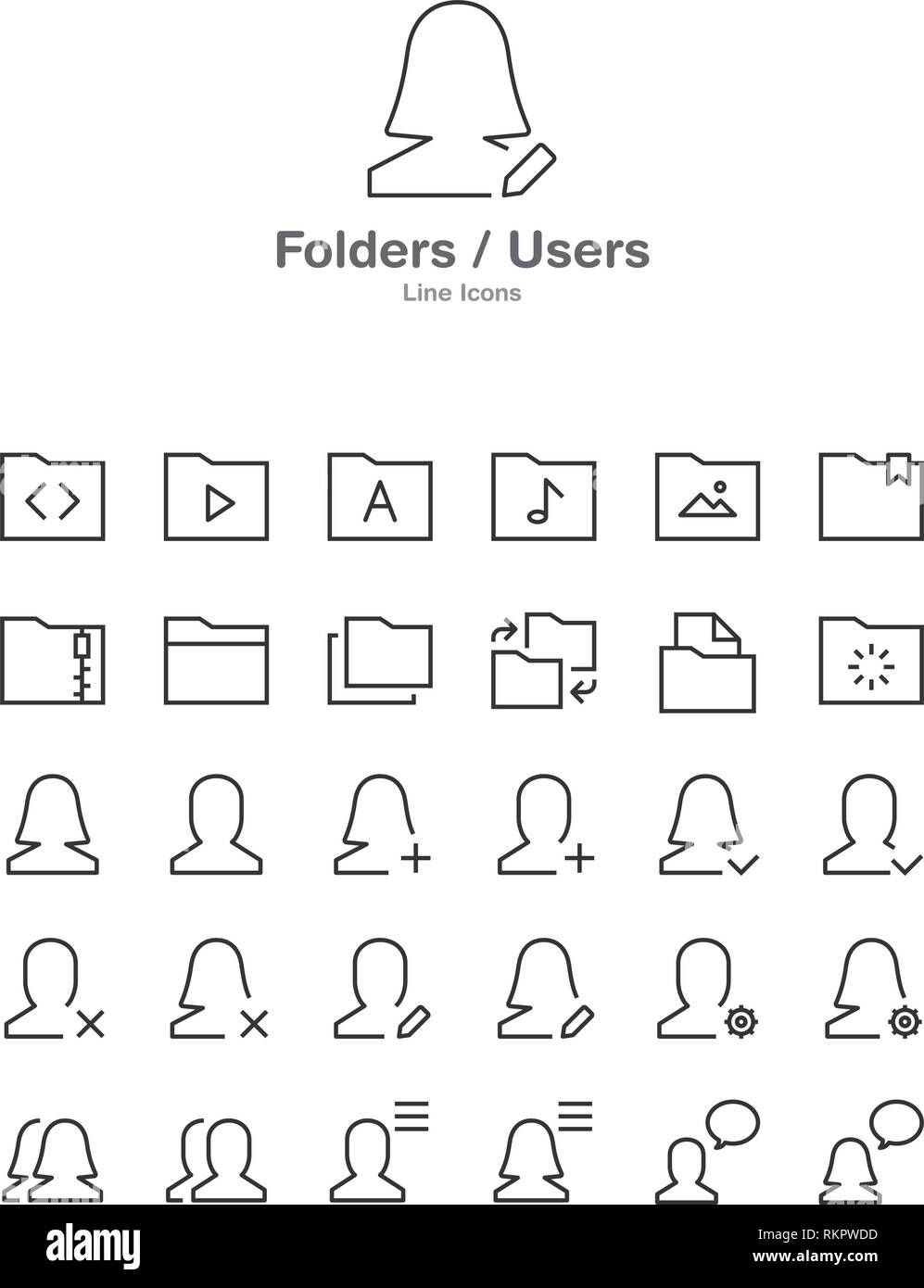 Modern web and mobile application pictograms collection. Line art ...