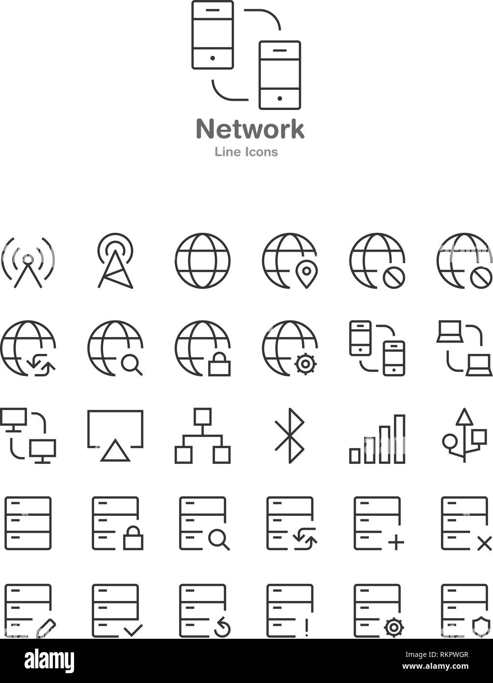 Modern web and mobile application pictograms collection. Line art intercece icons set. Modern ...