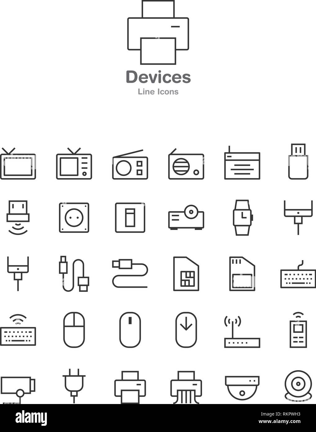 Modern web and mobile application pictograms collection. Line art ...