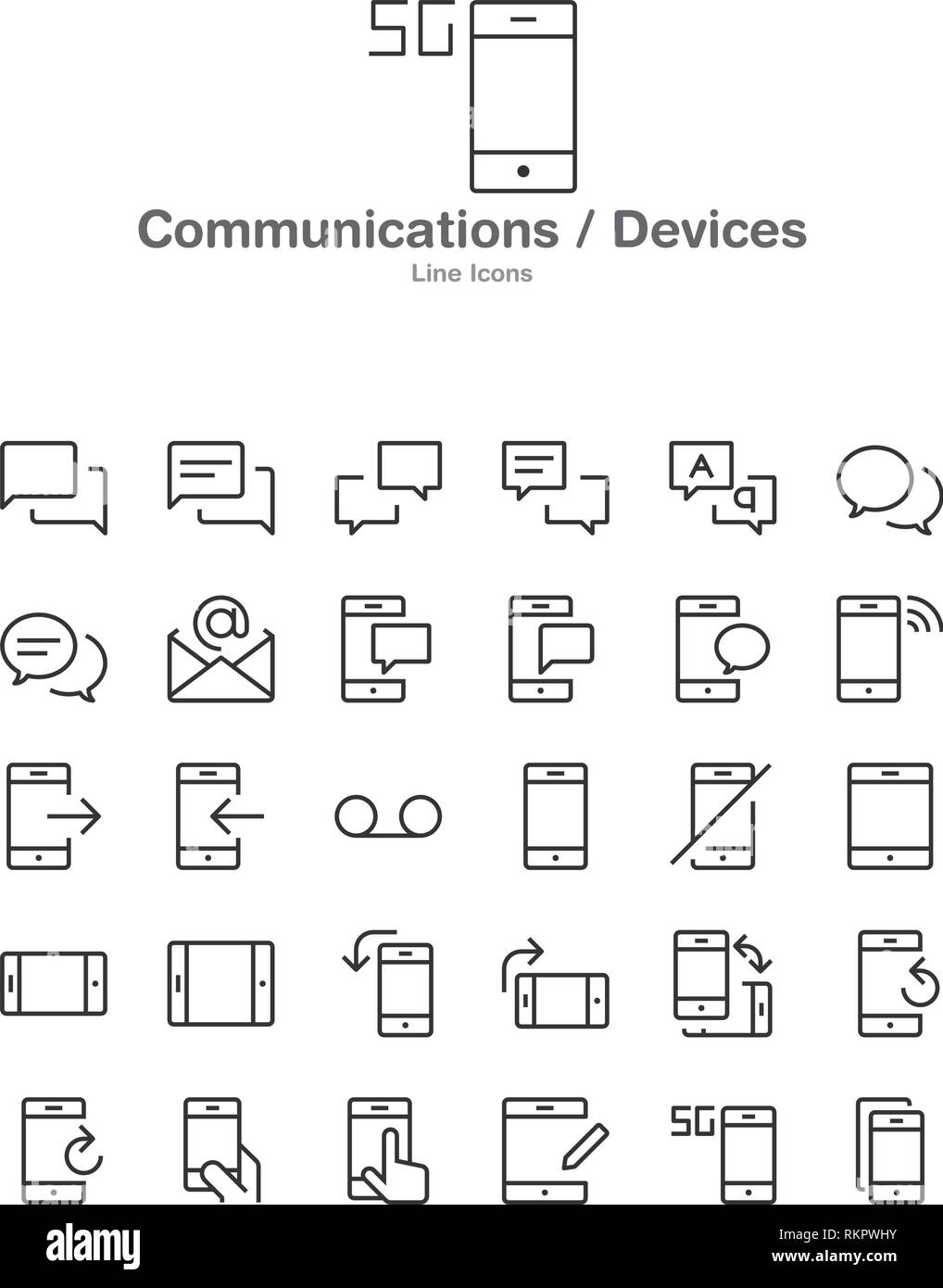 Modern web and mobile application pictograms collection. Line art intercece icons set. Modern ...