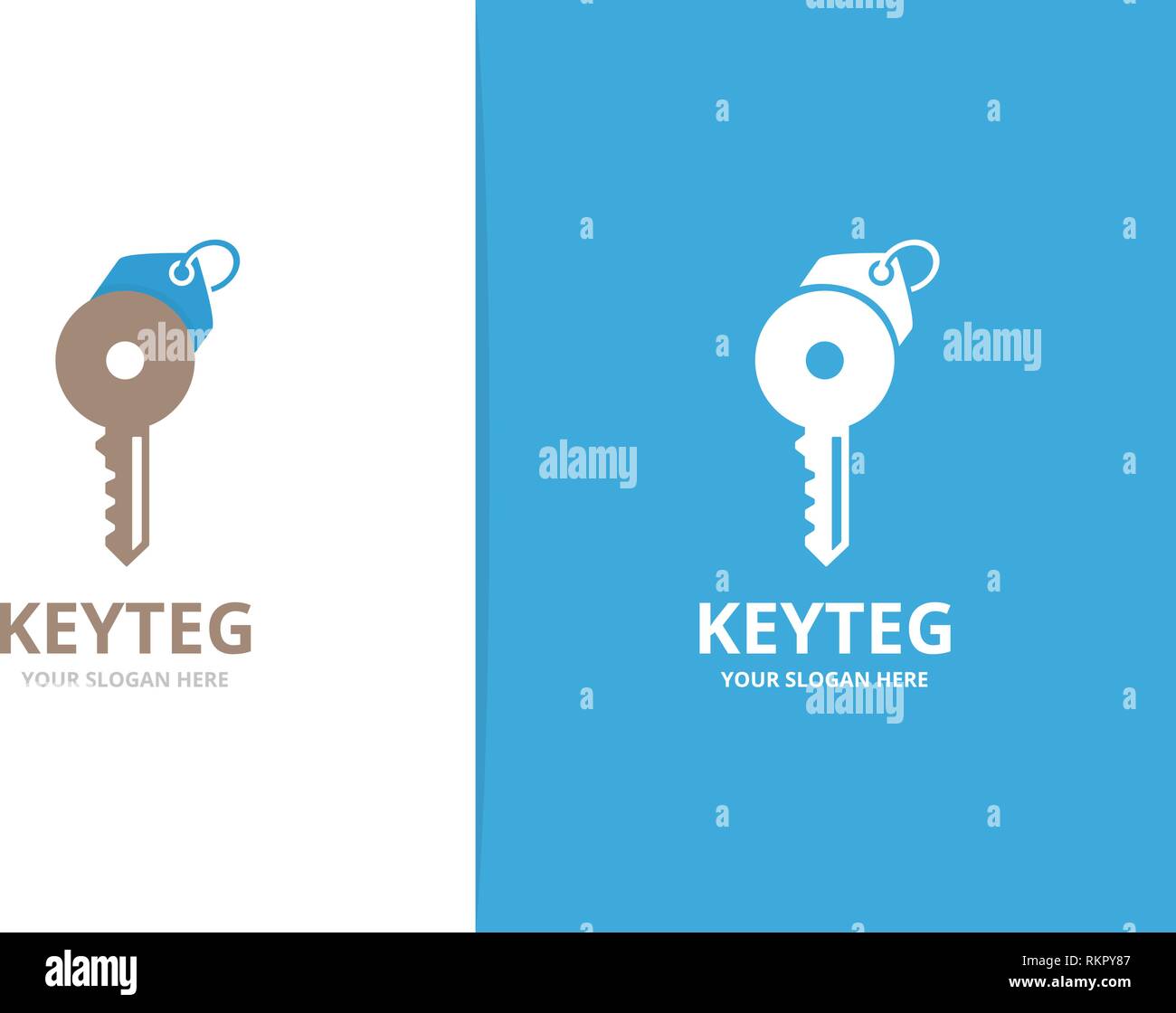 Vector key and tag logo combination. Unique house and label logotype ...