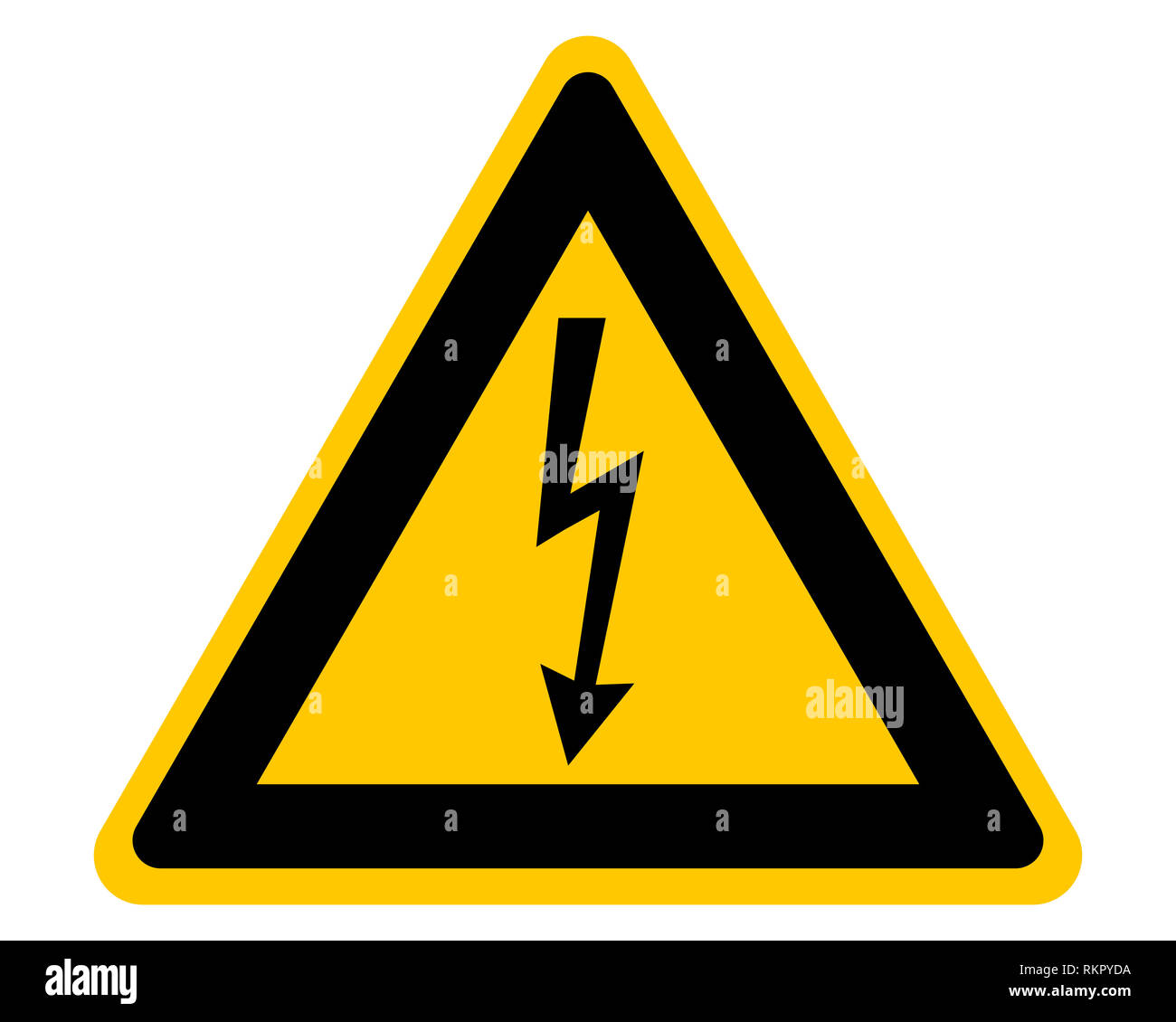 Attention sign with high voltage symbol Stock Photo - Alamy