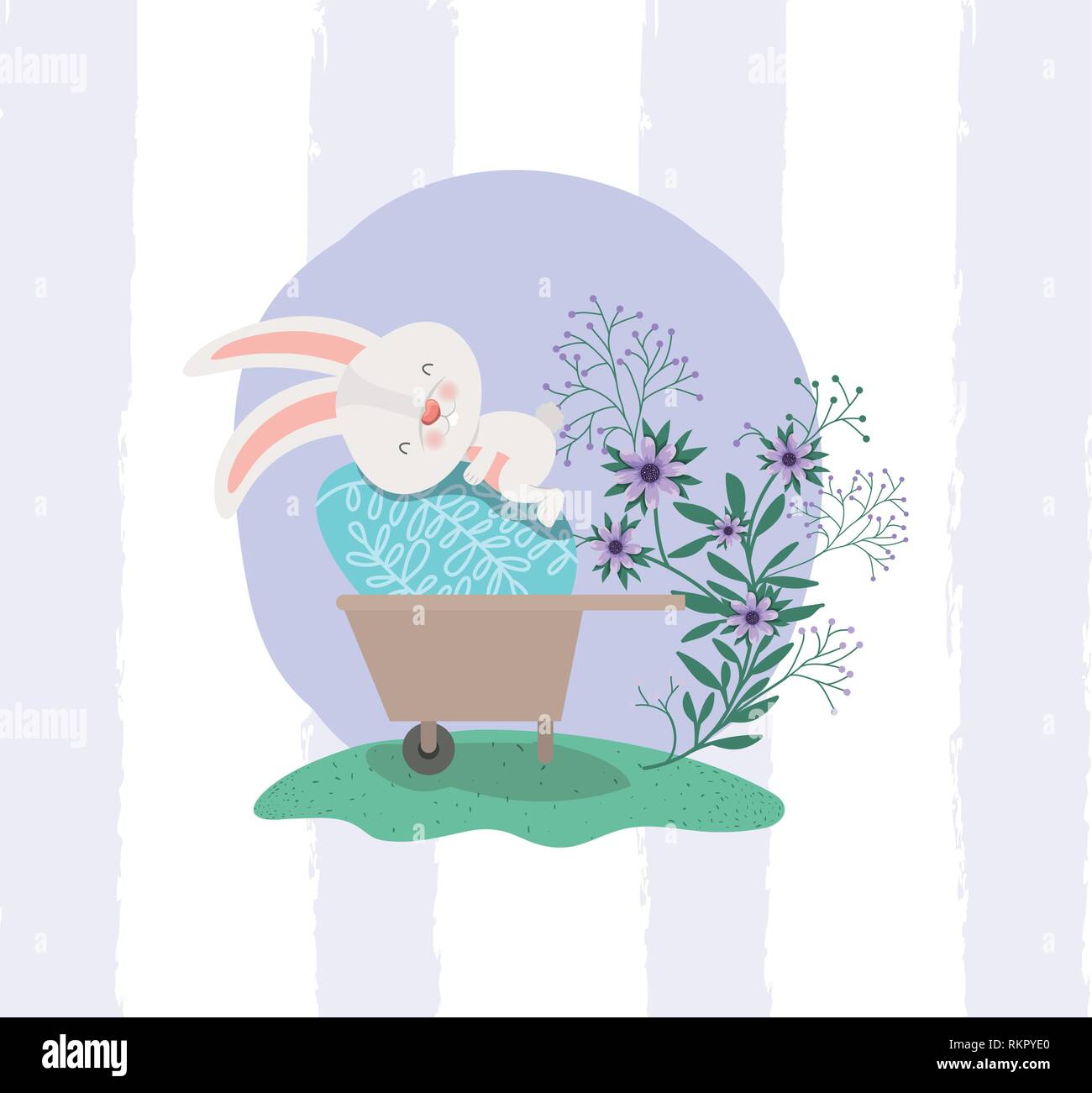 rabbit and egg in wheelbarrow Stock Vector Image & Art - Alamy