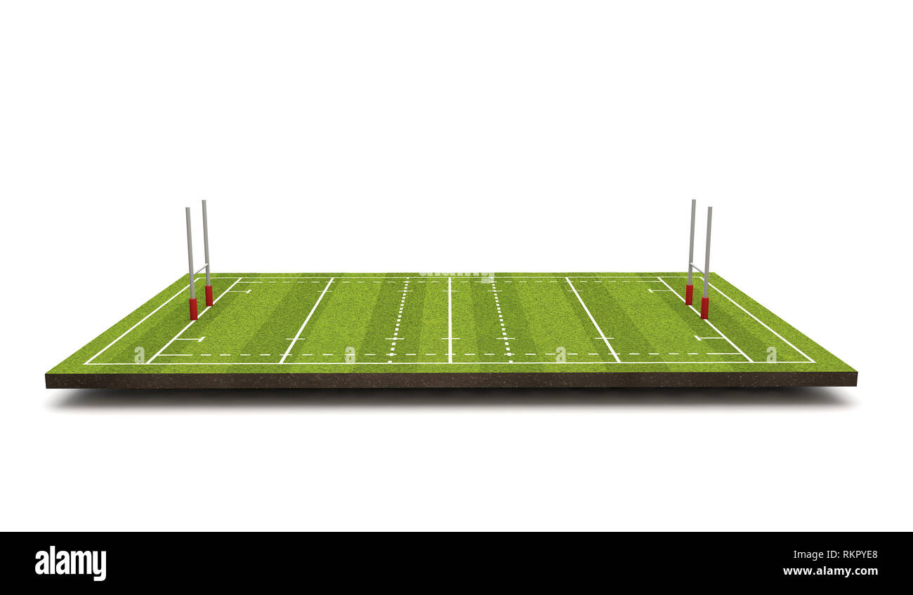 Rugby pitch with lines and goals. 3D Rendering Stock Photo - Alamy