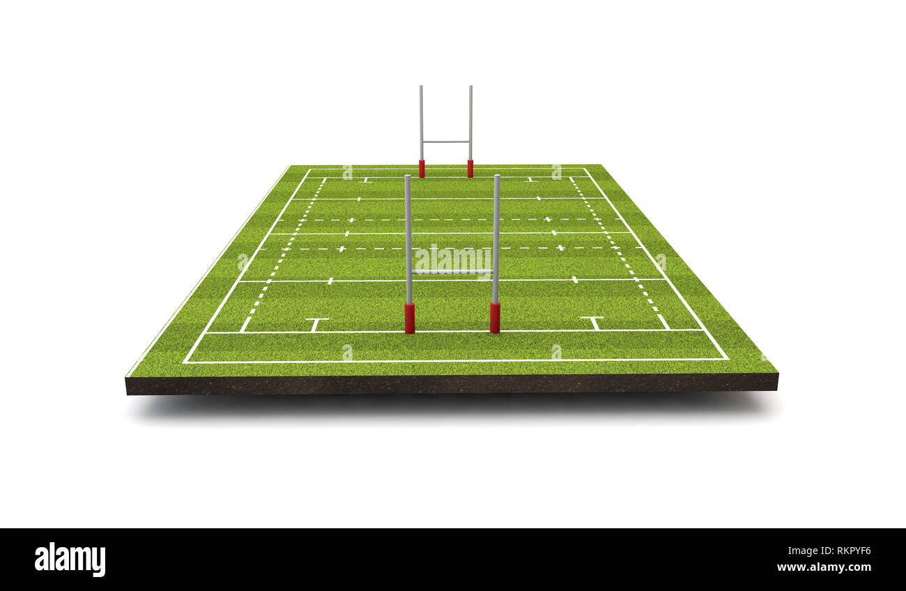 Rugby pitch with lines and goals. 3D Rendering Stock Photo - Alamy