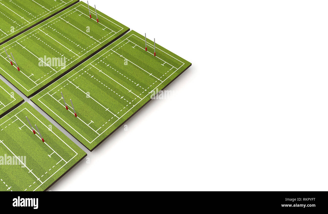 Rugby pitch with lines and goals. 3D Rendering Stock Photo - Alamy