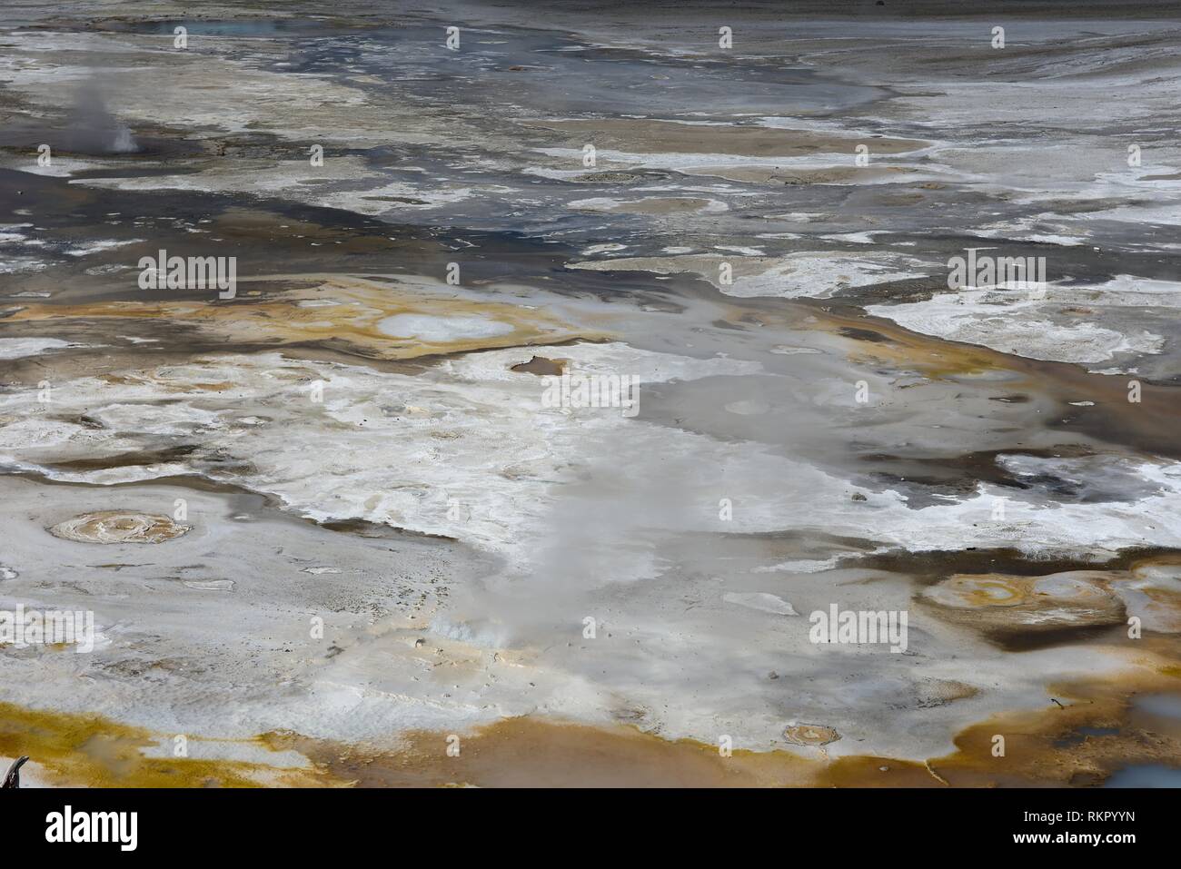 Alien like landscaped of Yellowstone with rusty and milky colors of ...