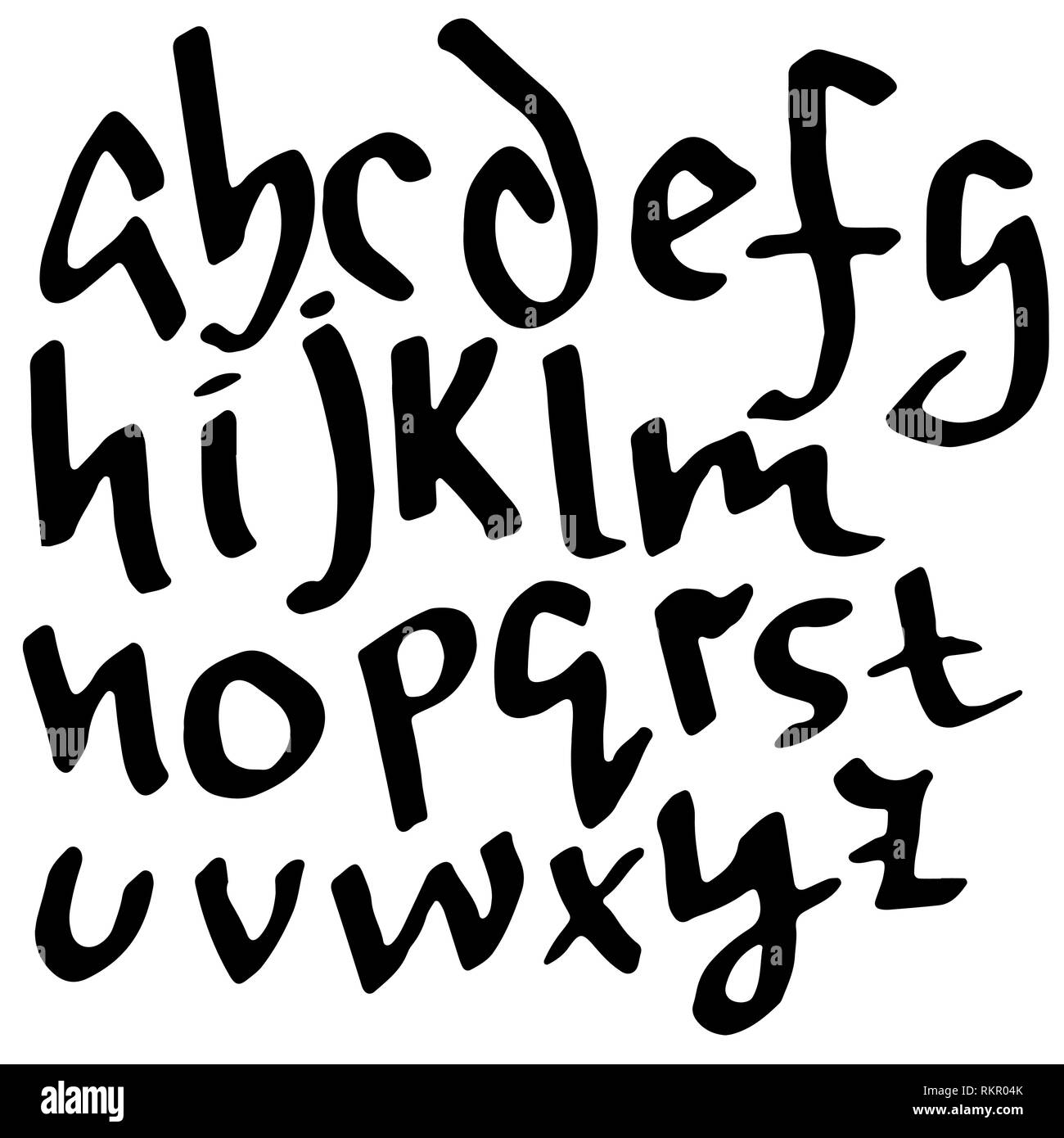 Simple alphabet letters. Handdrawn grunge ink font. Vector illustration ...