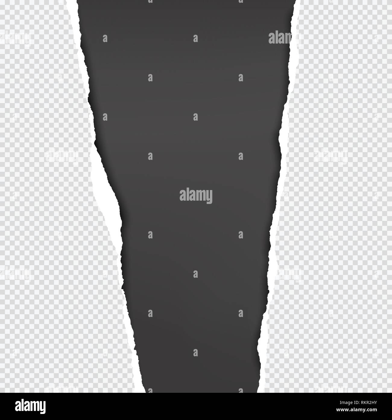 Vertical torn white squared paper strips for text or message are on ...