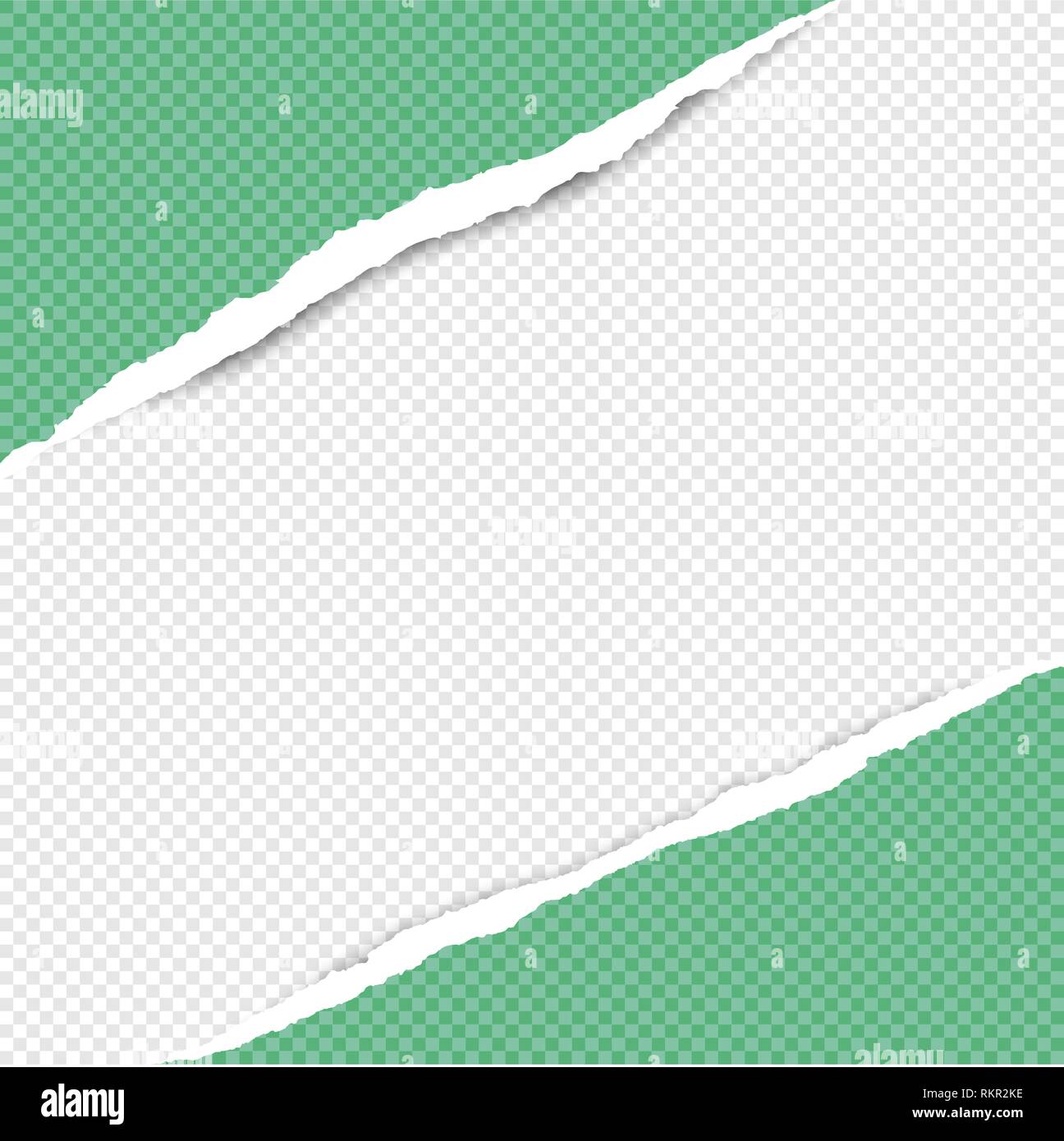 Diagonal torn green squared paper strips for text or message are on ...