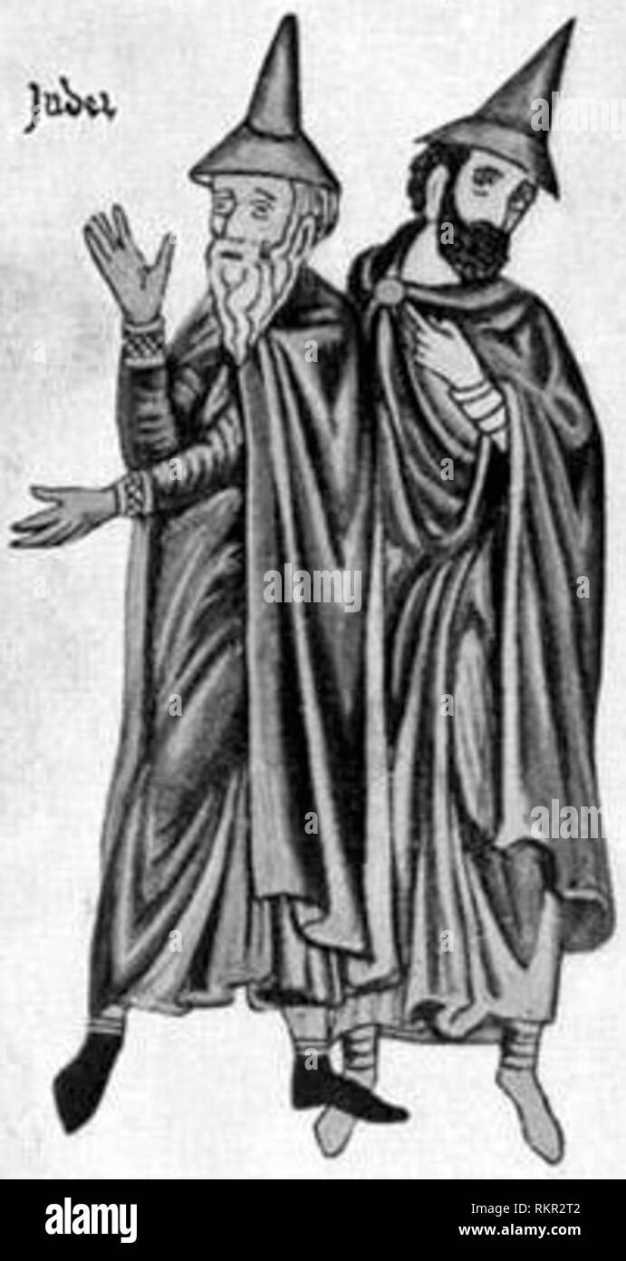 Jews wearing the pileus cornutus depicted ca. 1185 Stock Photo - Alamy