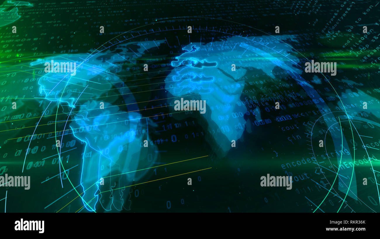 Global networking concept with world map. Abstract 3D illustration of ...