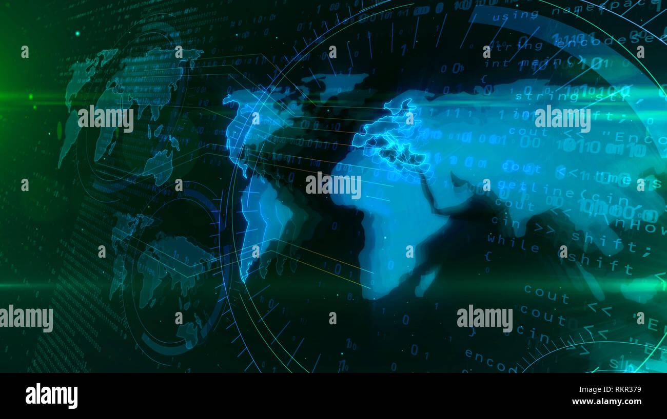 Global networking concept with world map. Abstract 3D illustration of ...
