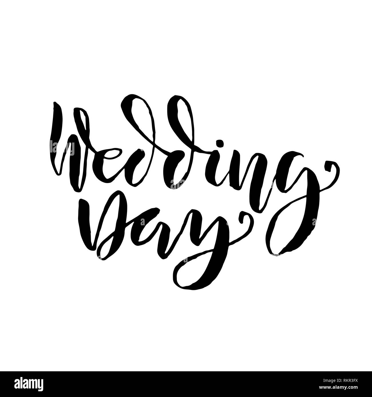 Wedding. Hand drawn modern brush lettering. Vector illustration Stock ...