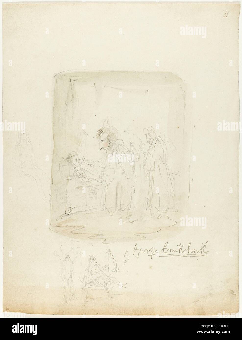 Sheet of Sketches with Self-Portrait - George Cruikshank English, 1792 ...