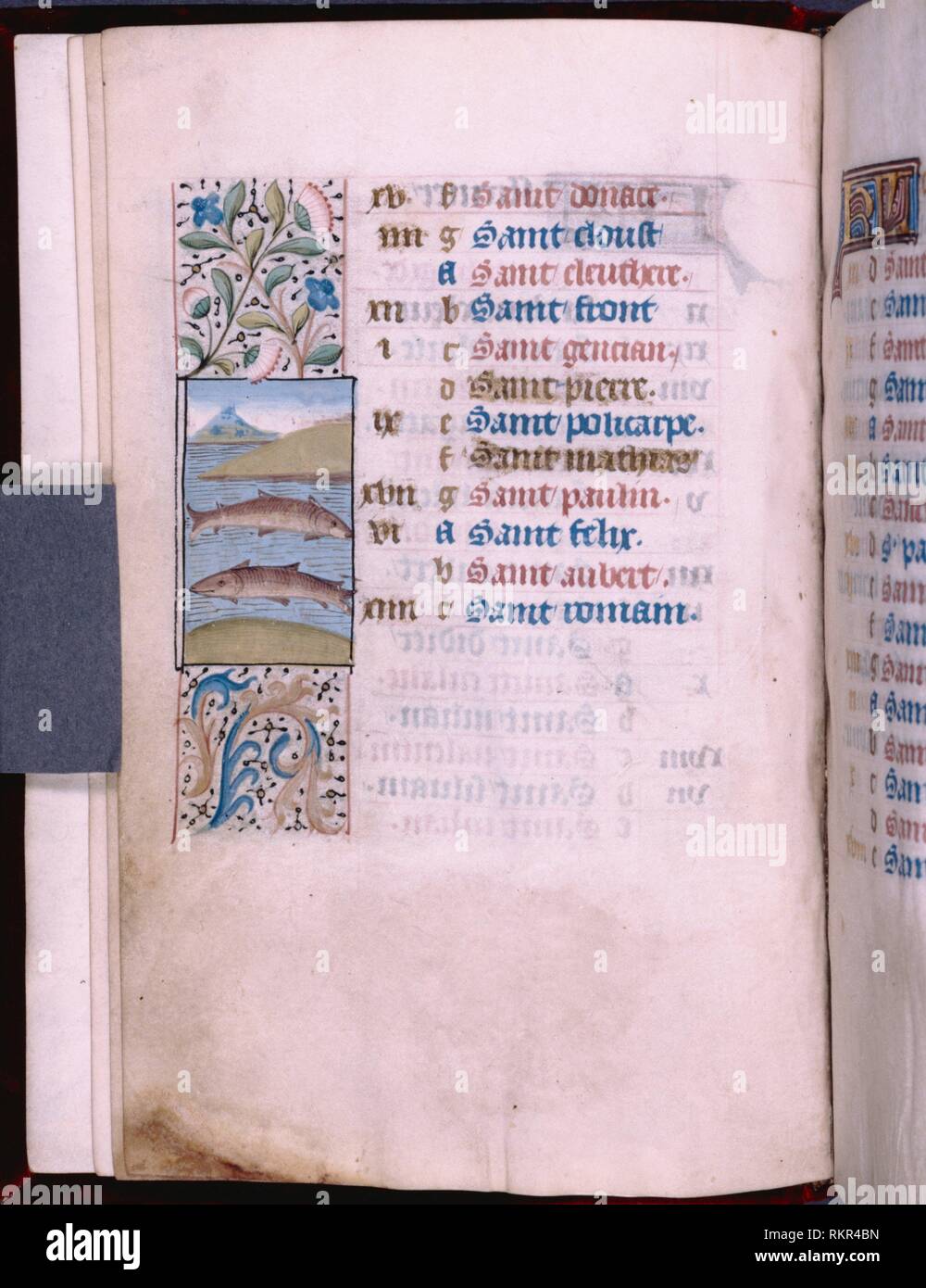 Calendar page with zodiac symbols. Renaissance and medieval manuscripts ...