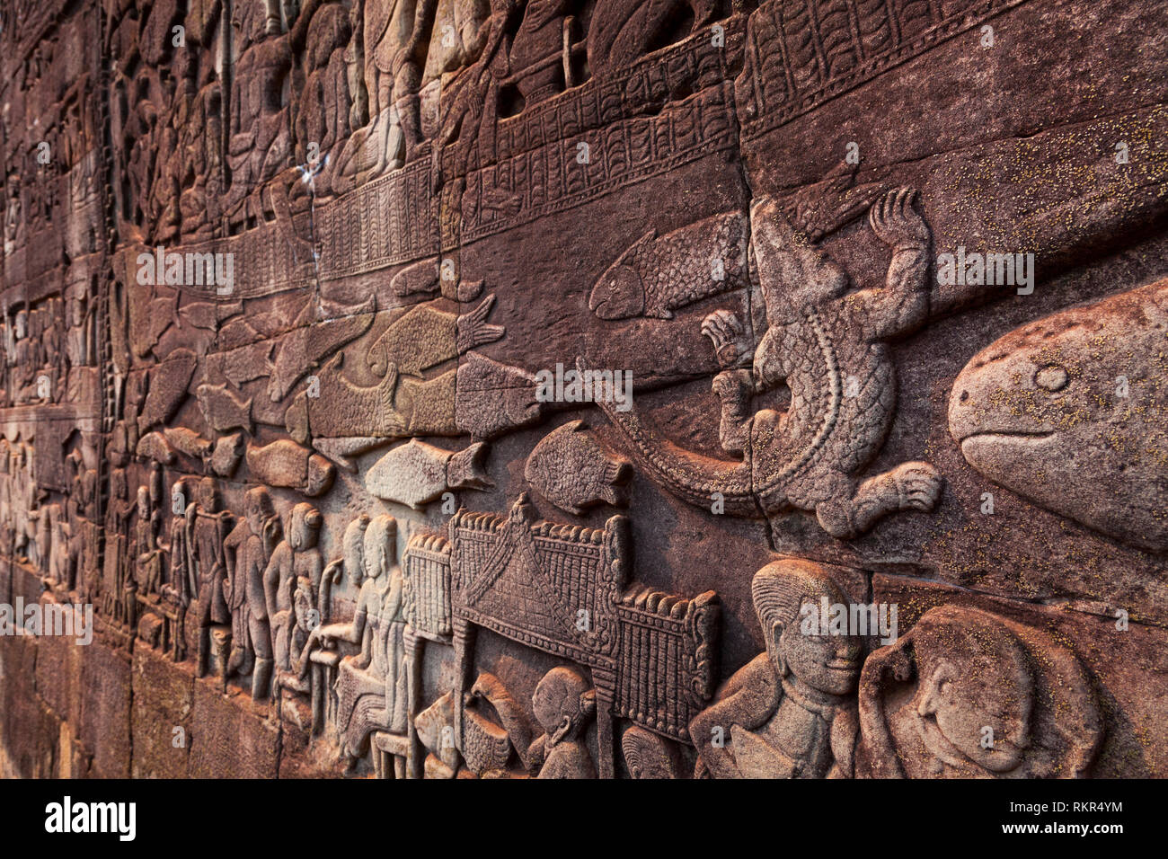 The Bas-reliefs. Bayon Temple. Angkor. Siem Reap town, Siem Reap ...