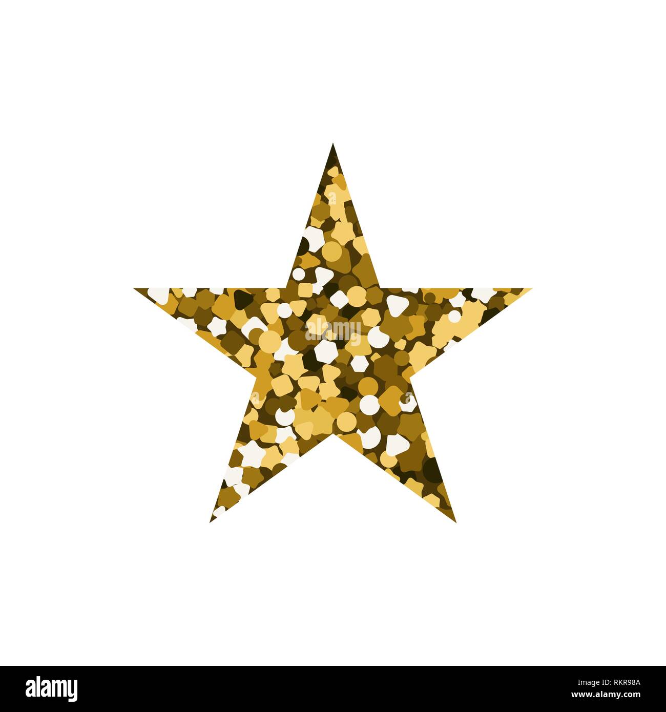 Gold star. Vector illustration. Flat symbol. The texture of glitter ...